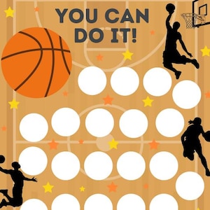 Basketball Reward Chart, Sport Reward Chart, Basketball Sticker Chart ...