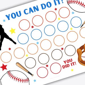 Baseball Reward Chart for Kids: Behavior & Potty Training (PDF, JPG ...