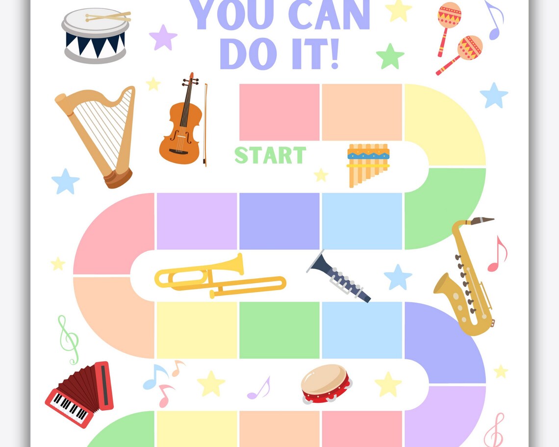Printable Music Practice Chart, Rainbow Music Practice Chart, Kids ...