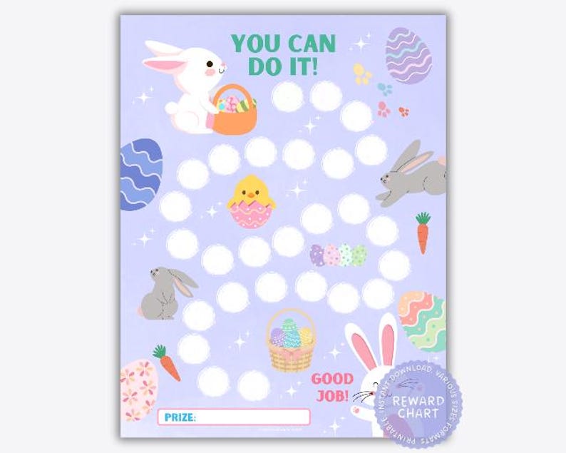Easter Bunny Reward Chart, Printable Sticker Chart, Easter Egg Hunt ...
