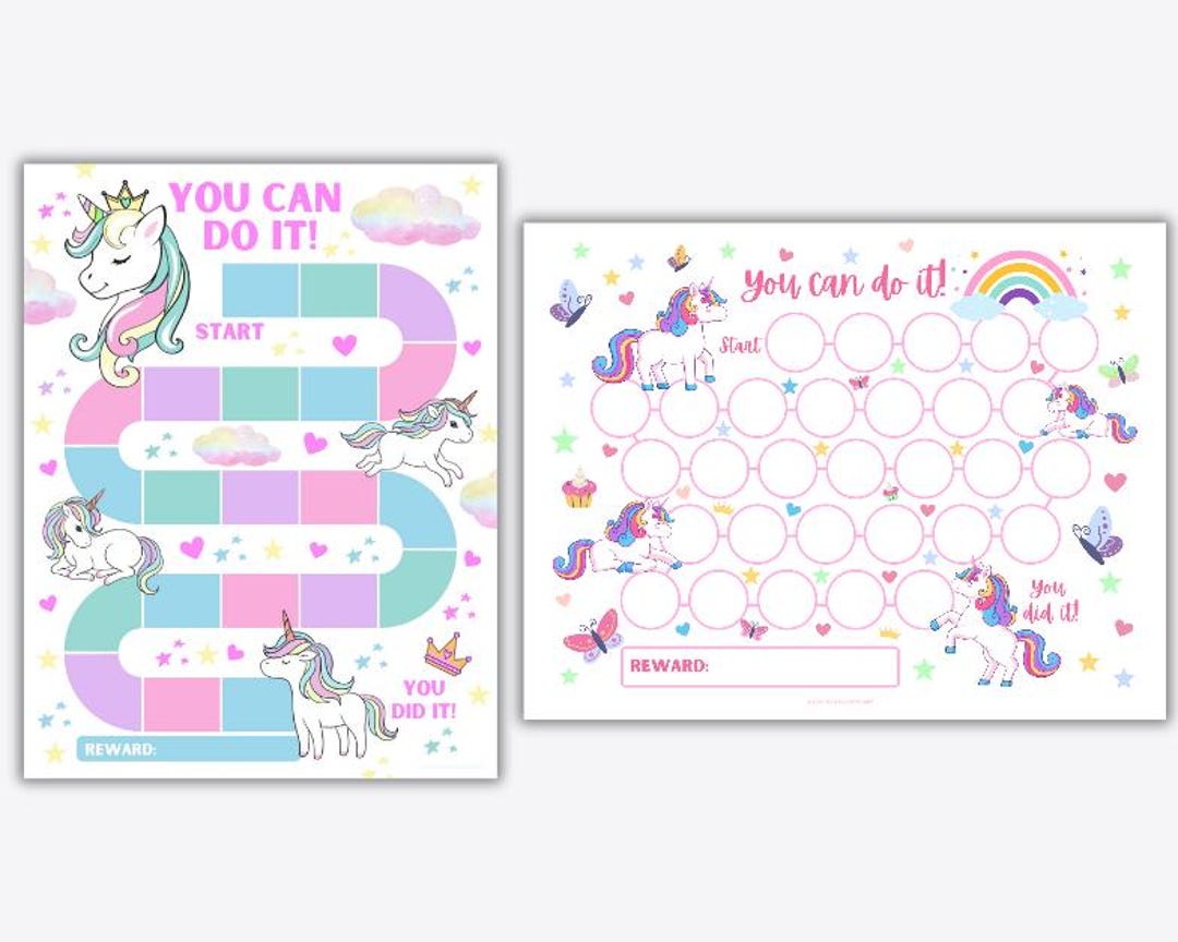 Unicorn Reward Chart Bundle: Potty Training, Behavior Incentive (PDF ...