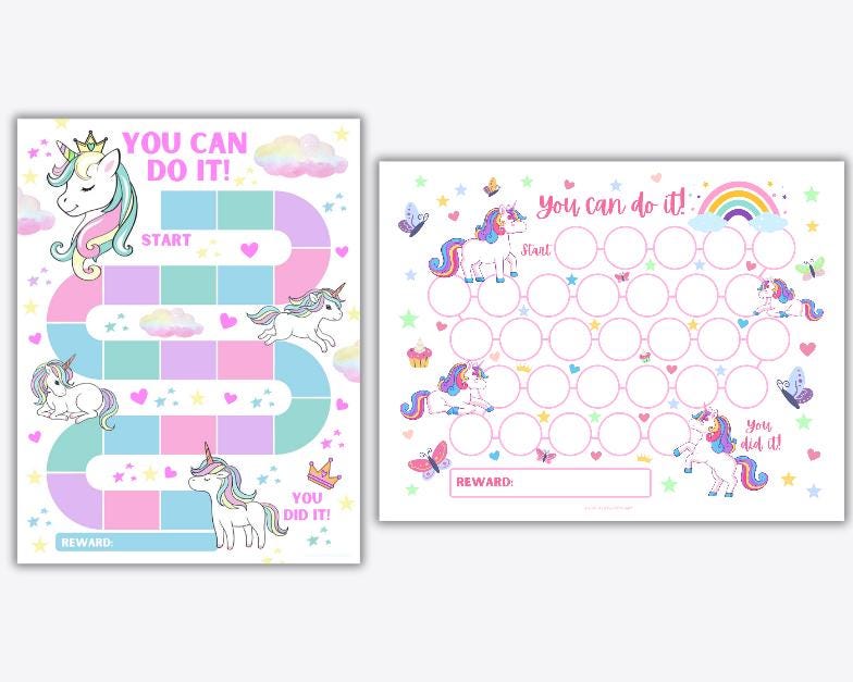 Unicorn Reward Chart Bundle: Potty Training, Behavior Incentive (PDF ...