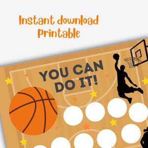 Basketball Reward Chart, Sport Reward Chart, Basketball Sticker Chart ...
