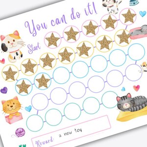 Printable Cat Reward Chart: Kids Behavior Incentive (PDF, PNG, JPG) - Etsy