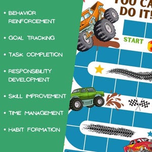Monster Truck Reward Chart Bundle Sticker Chart Kids Behavior Chart ...