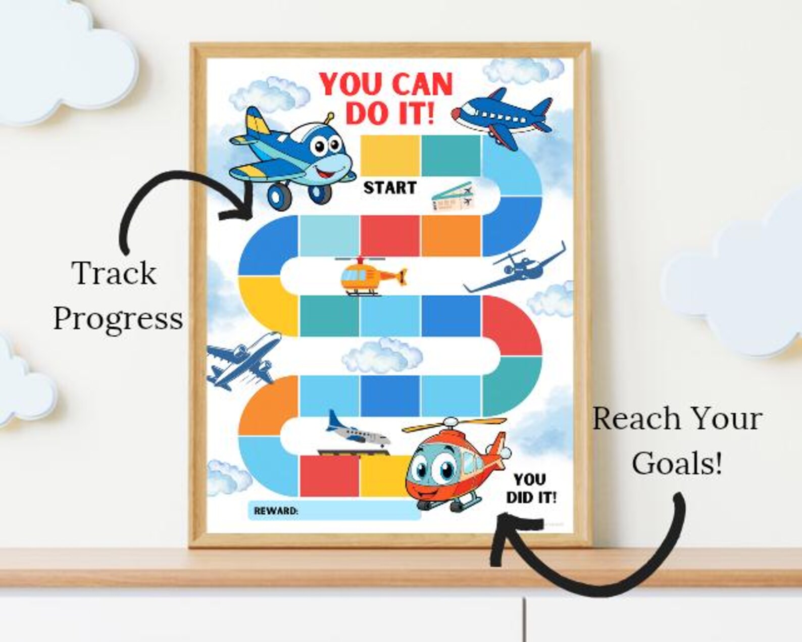 Airplane Helicopter Reward Chart Kids, Potty Training Sticker Chart ...