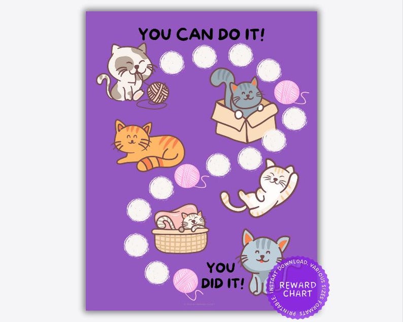 Kitty Cat Potty Training Reward Chart: Toddler Habit Tracker (printable ...