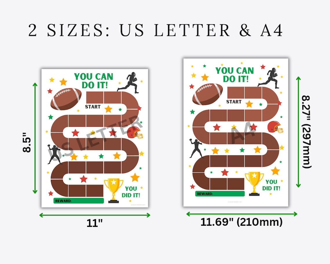 Football-themed Printable Reward Chart for Boys: Behavior, Potty ...