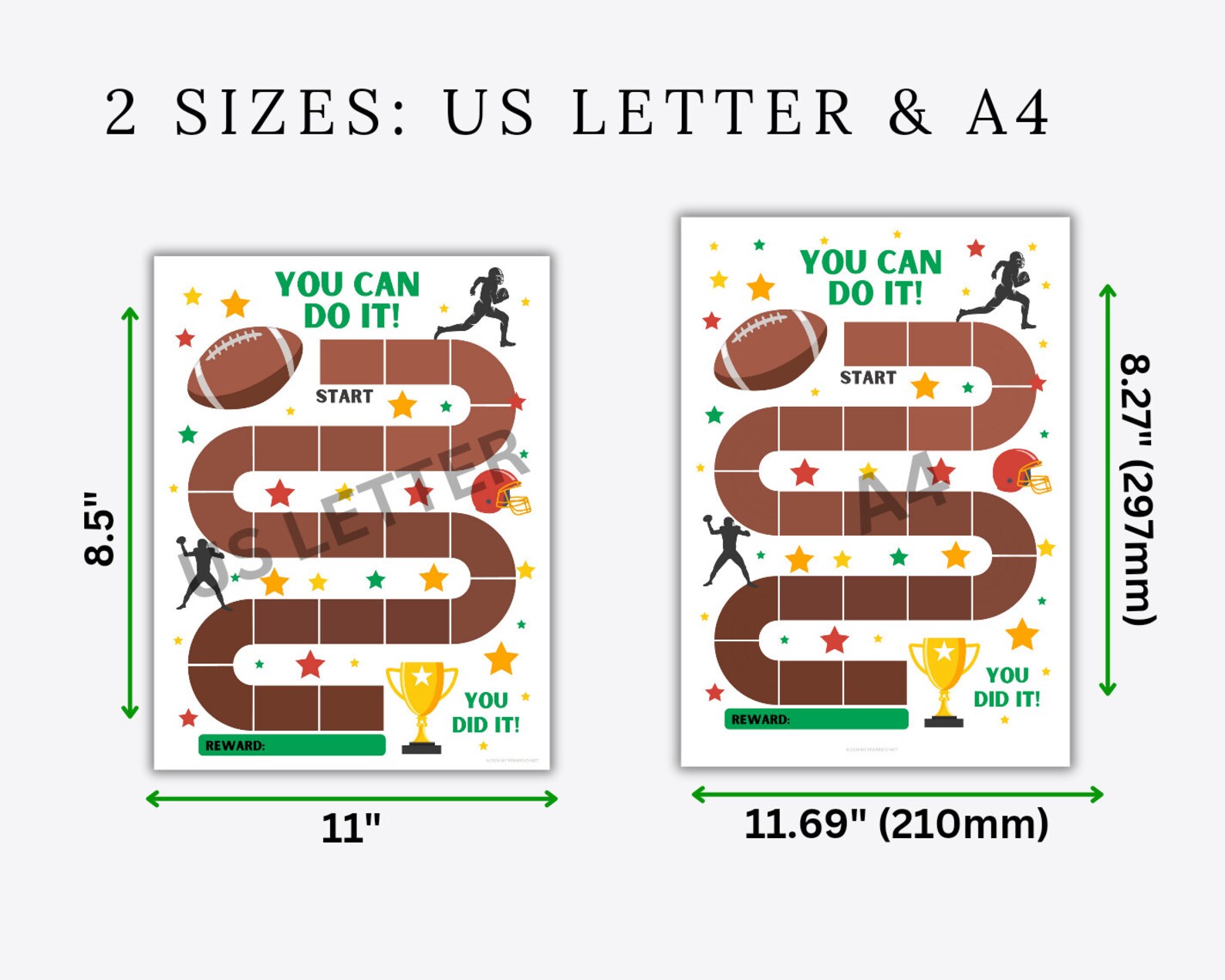 Football-themed Printable Reward Chart for Boys: Behavior, Potty ...