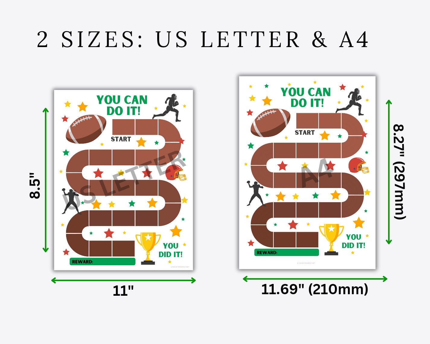 Football-themed Printable Reward Chart for Boys: Behavior, Potty ...