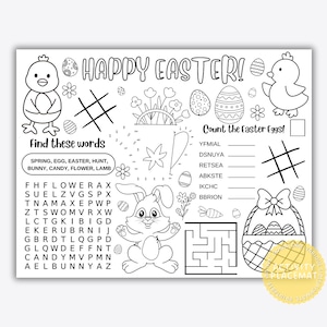 Easter Activity Placemat: Spring Coloring Page for Kids (PDF) - Etsy