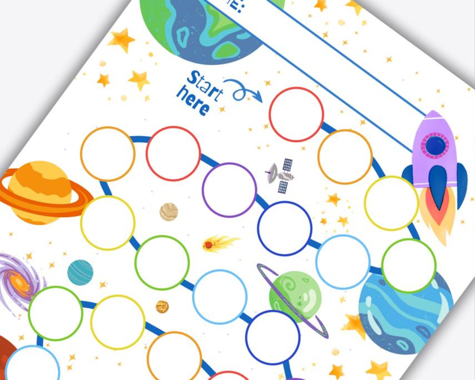 Outer Space Reward Chart for Kids – Printable Sticker Chart, Behavior ...