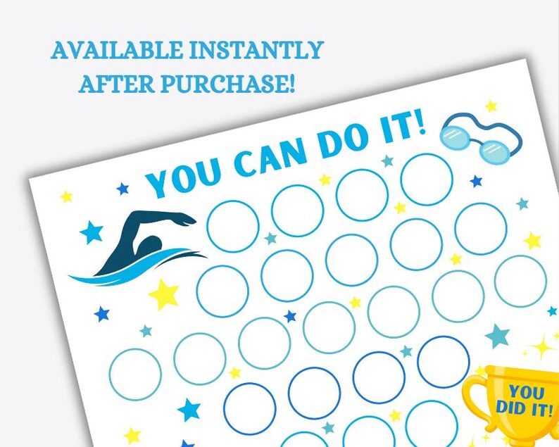 Swimming Reward Chart: Pool Theme, Kids Behavior Tracker (printable PDF ...
