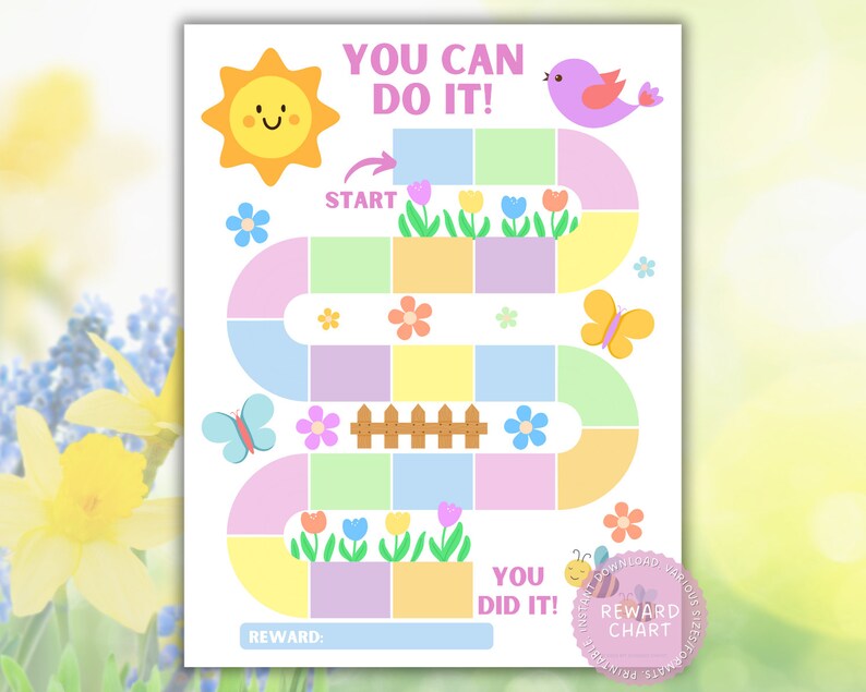 Reward Chart Printable, Kids Reward Chart, Spring Reward Chart, Potty ...