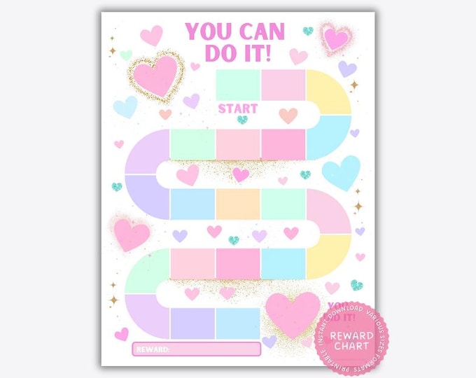 Editable Hearts Reward Chart, Hearts Sticker Chart, Pink Gold Hearts ...