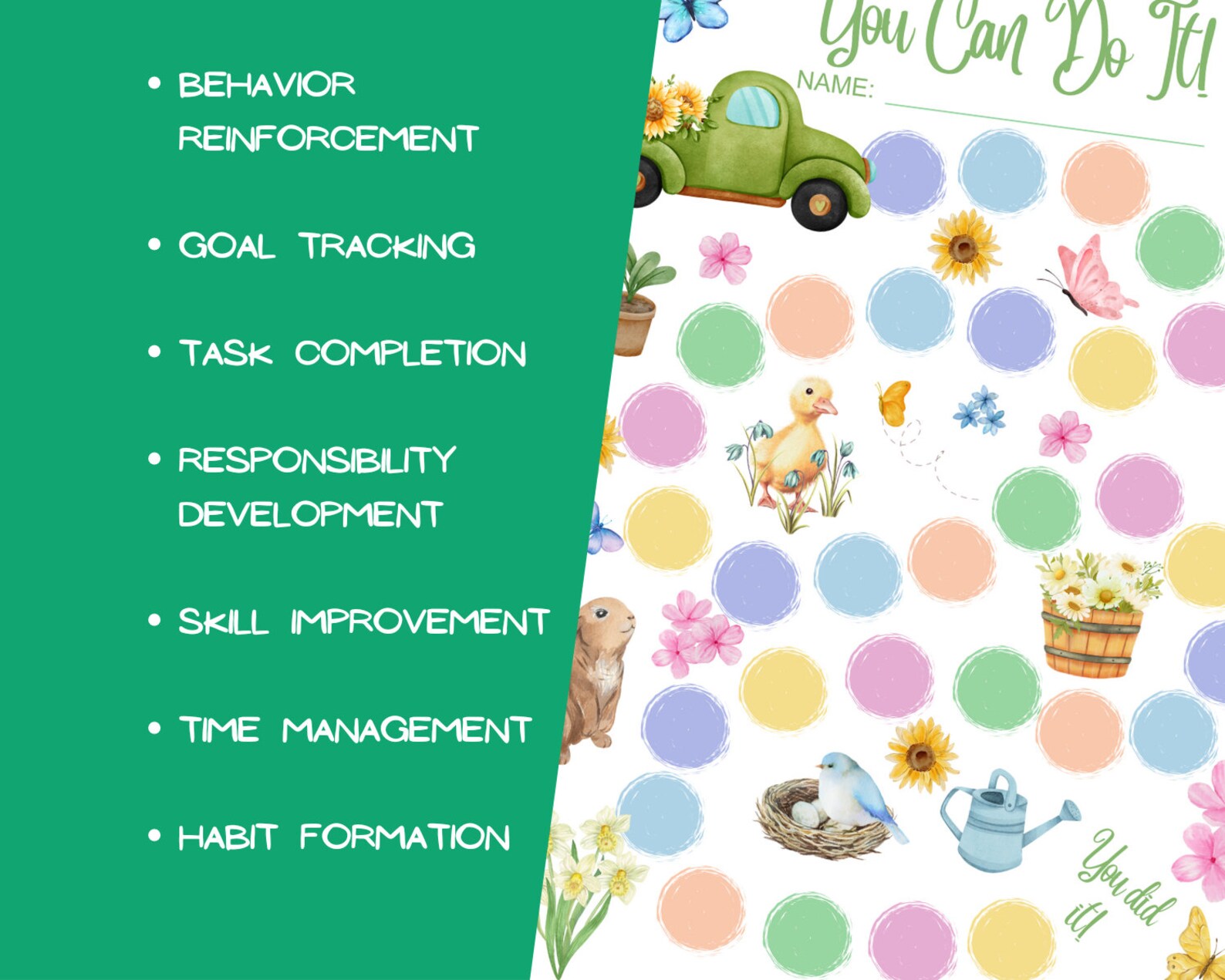 Spring Flower Reward Chart: Kids Printable Sticker Chart (PDF) - Etsy