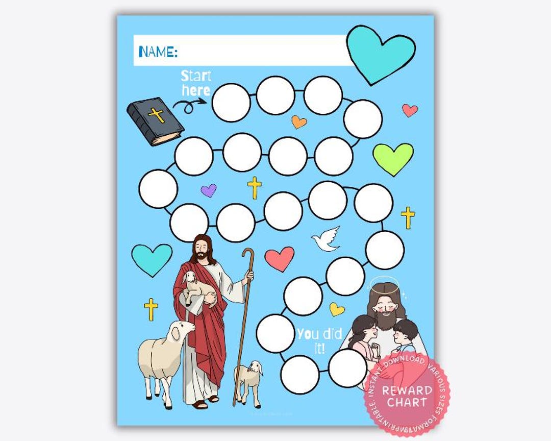 Jesus Reward Chart: Bible Theme, Kids Habit Tracker (printable) - Etsy