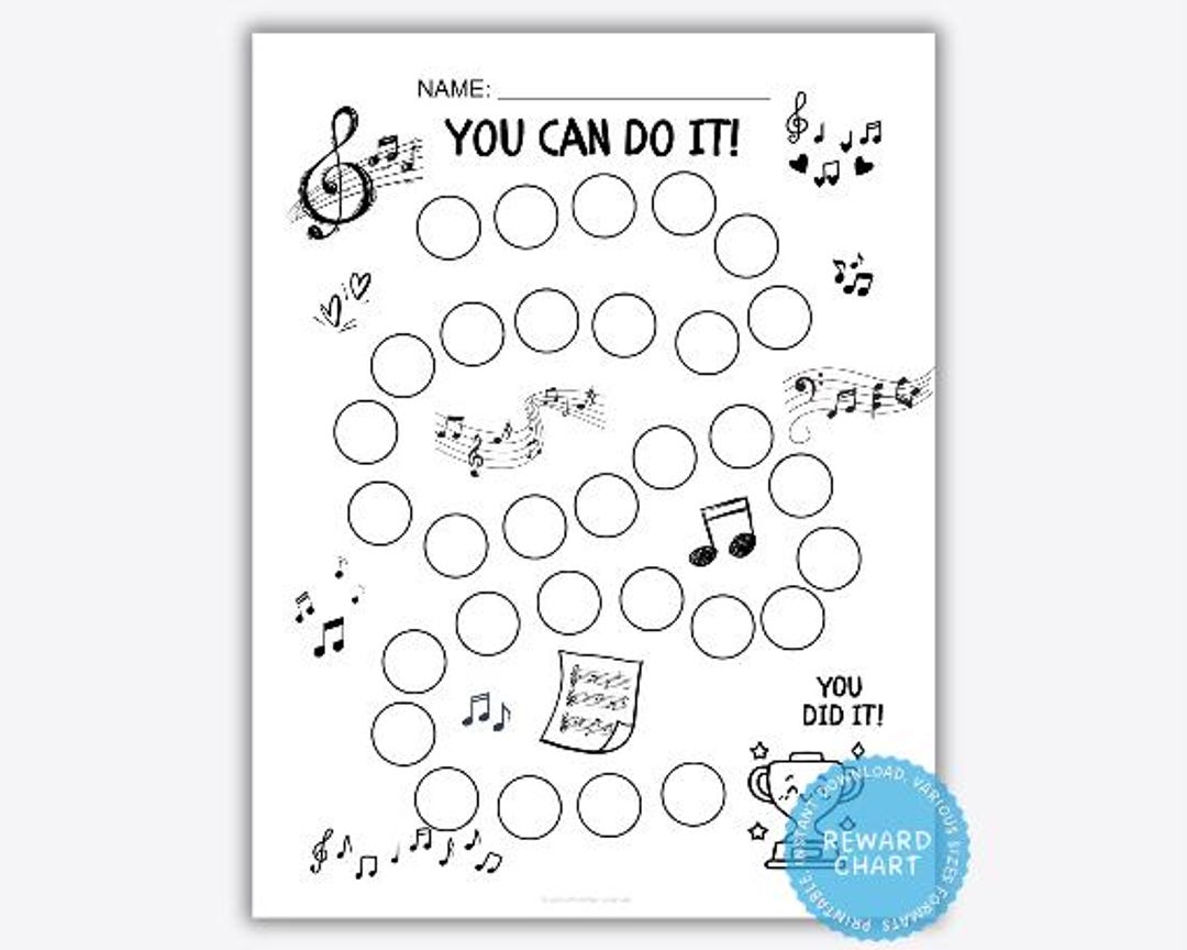 Music Reward Chart Printable | Practice Tracker Sticker Chart for Piano ...