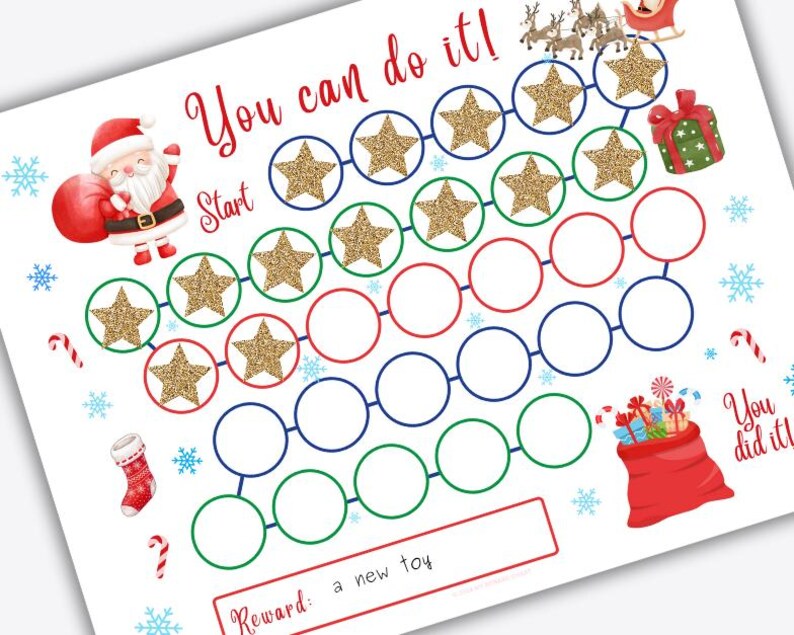 Christmas Reward Chart Printable: Santa Sticker Chart (PDF) - Etsy