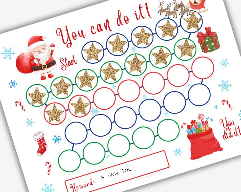 Christmas Reward Chart Printable: Santa Sticker Chart (PDF) - Etsy
