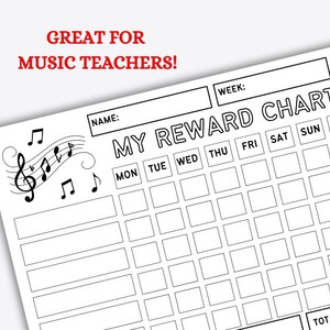 Printable Music Reward Chart, Music Practice Chart, Kids Reward Chart ...