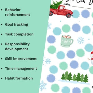 Winter Themed Reward Chart for Kids, Toddler Potty Training Chart ...