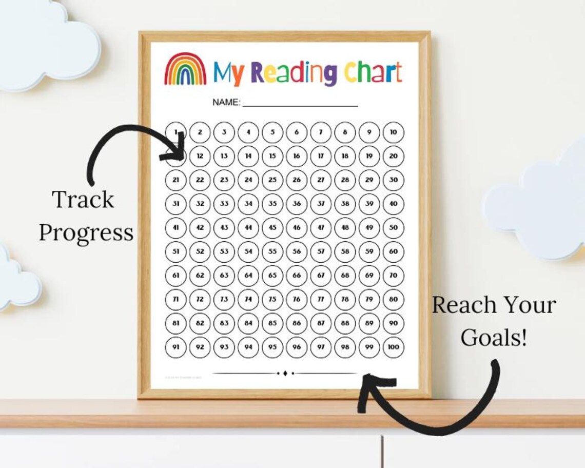 Kids Printable Reading Chart, Rainbow Reading Reward Chart, Kids Reward ...