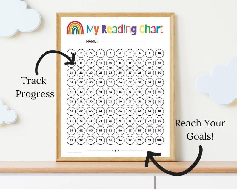Kids Printable Reading Chart, Rainbow Reading Reward Chart, Kids Reward ...