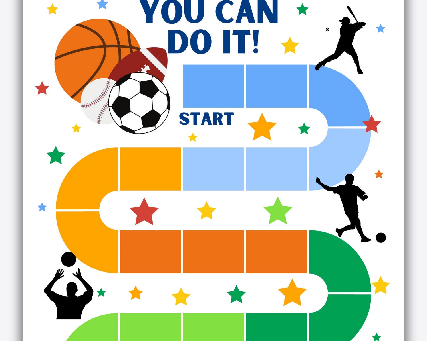 Sports Reward Chart Printable Kids Reward Chart, Boys Behavior Chart ...