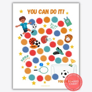 Printable Sports Reward Chart for Kids, Soccer Reward Chart, Soccer ...