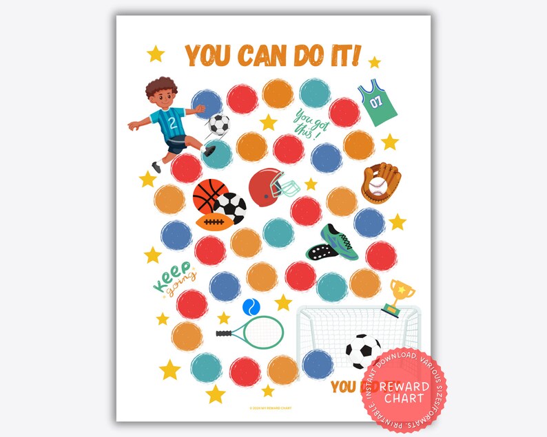 Printable Sports Reward Chart for Kids, Soccer Reward Chart, Soccer ...