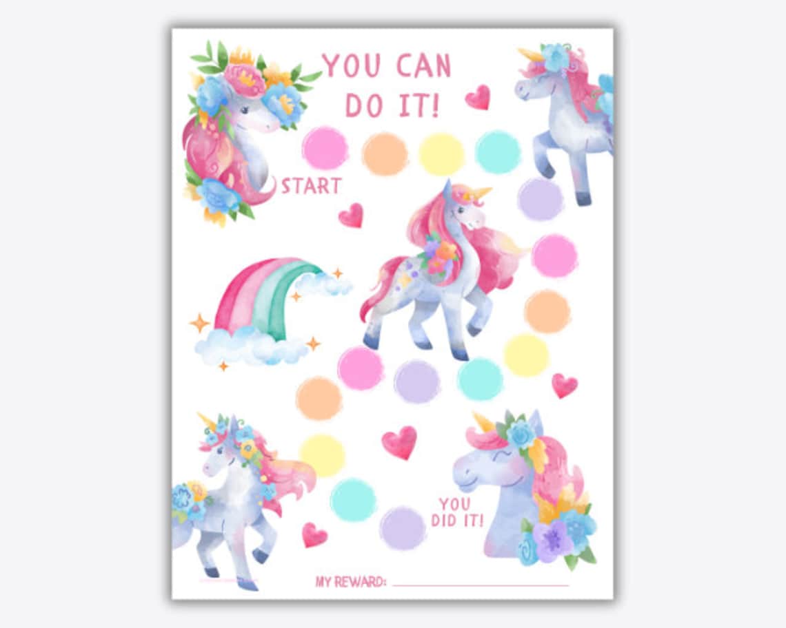 Unicorn Reward Chart Rewards Chart Girls Unicorn Potty - Etsy Canada