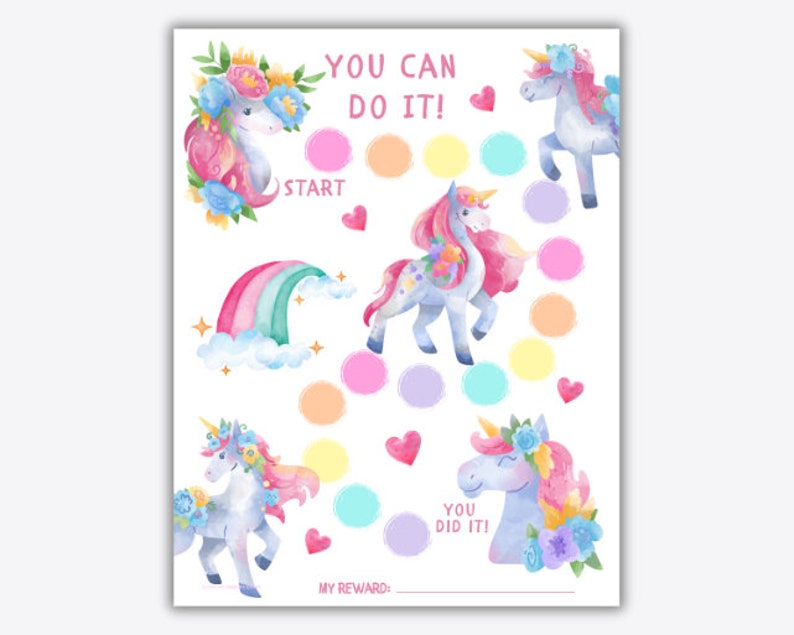 Unicorn Reward Charts, Girls Potty Training Chart, Kids Behavior Chart ...