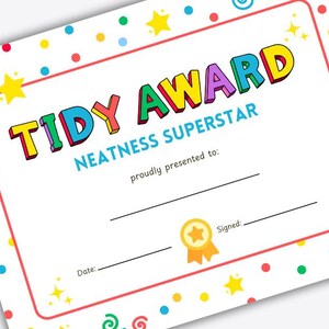 Clean Room Award Certificate: Printable Kid's Neatness Prize (PDF ...