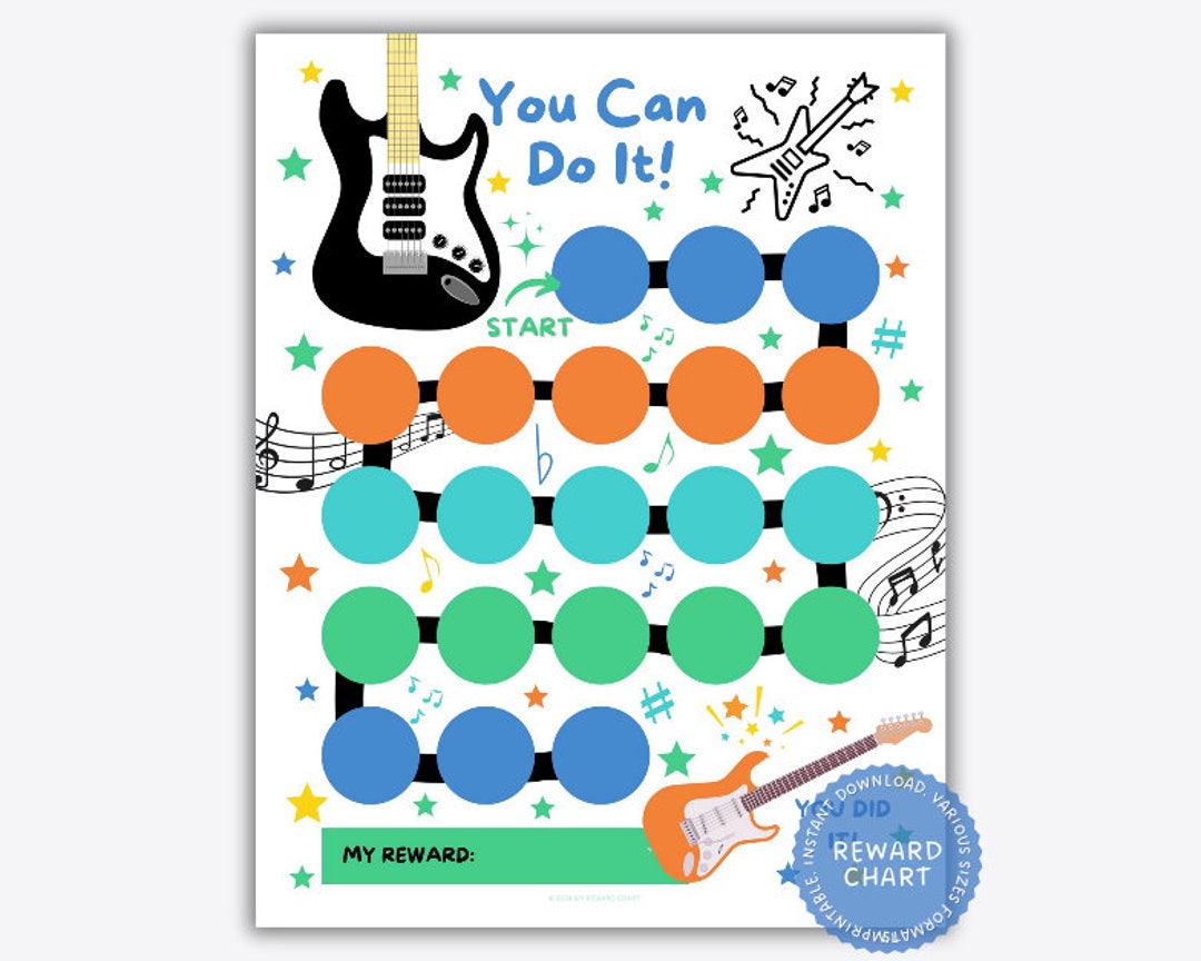 Electric Guitar Reward Chart Printable, Guitar Music Practice Reward ...