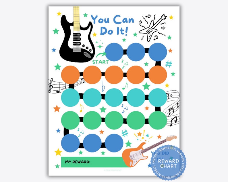 Electric Guitar Reward Chart Printable, Guitar Music Practice Reward ...