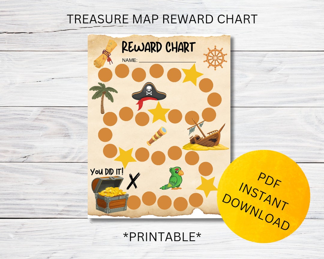 Treasure Map Reward Chart for Toddlers Kids Pirates Potty - Etsy.de