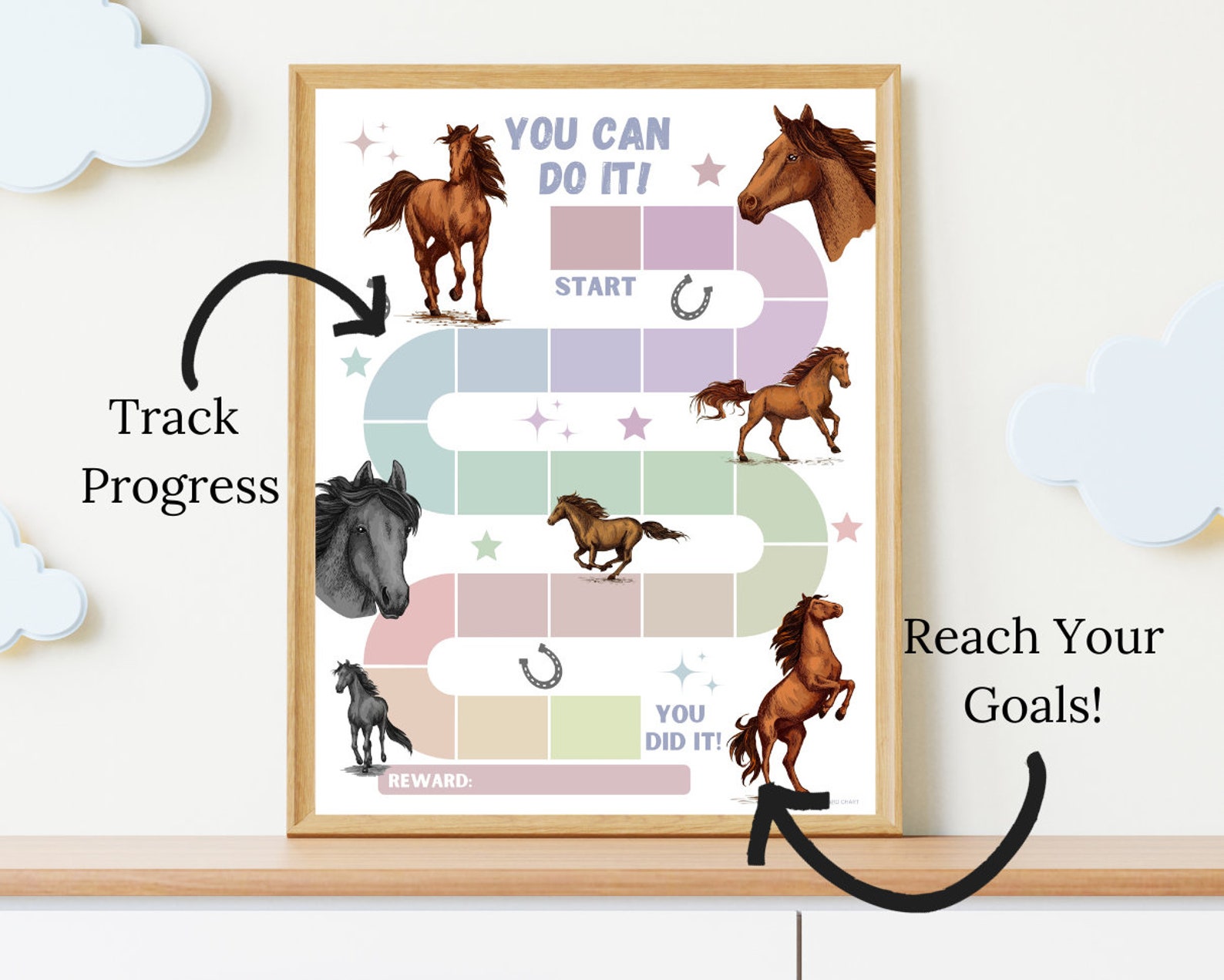Horse Reward Chart: Kids Goal Tracker, Classroom Behavior (printable ...