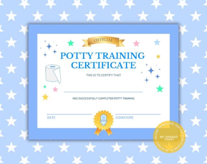 Potty Training Certificate, Toilet Training Diploma, Potty Training ...