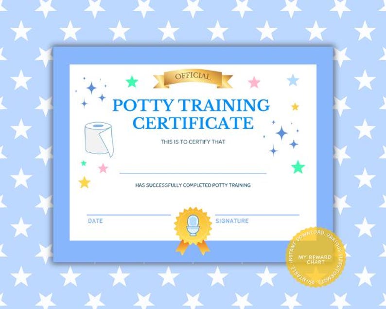 Potty Training Certificate, Toilet Training Diploma, Potty Training ...