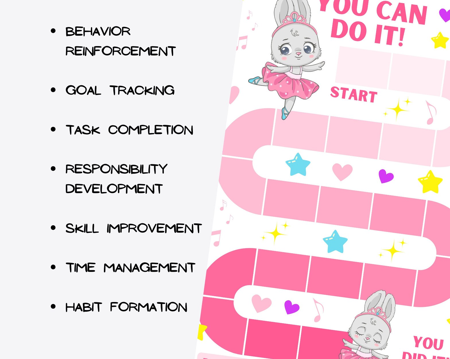 Printable Ballerina Reward Chart, Bunny Reward Chart, Girls Reward ...