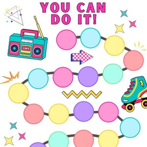 90s Retro Roller Skate Reward Chart Printable, Workout Habit Tracker ...