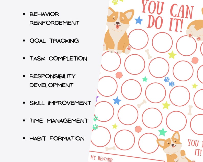 Corgi Kids Reward Chart: Potty Training, Chores (printable) - Etsy UK