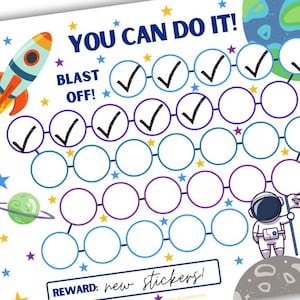 Printable Outer Space Reward Chart for Kids, Potty Training Chart for ...