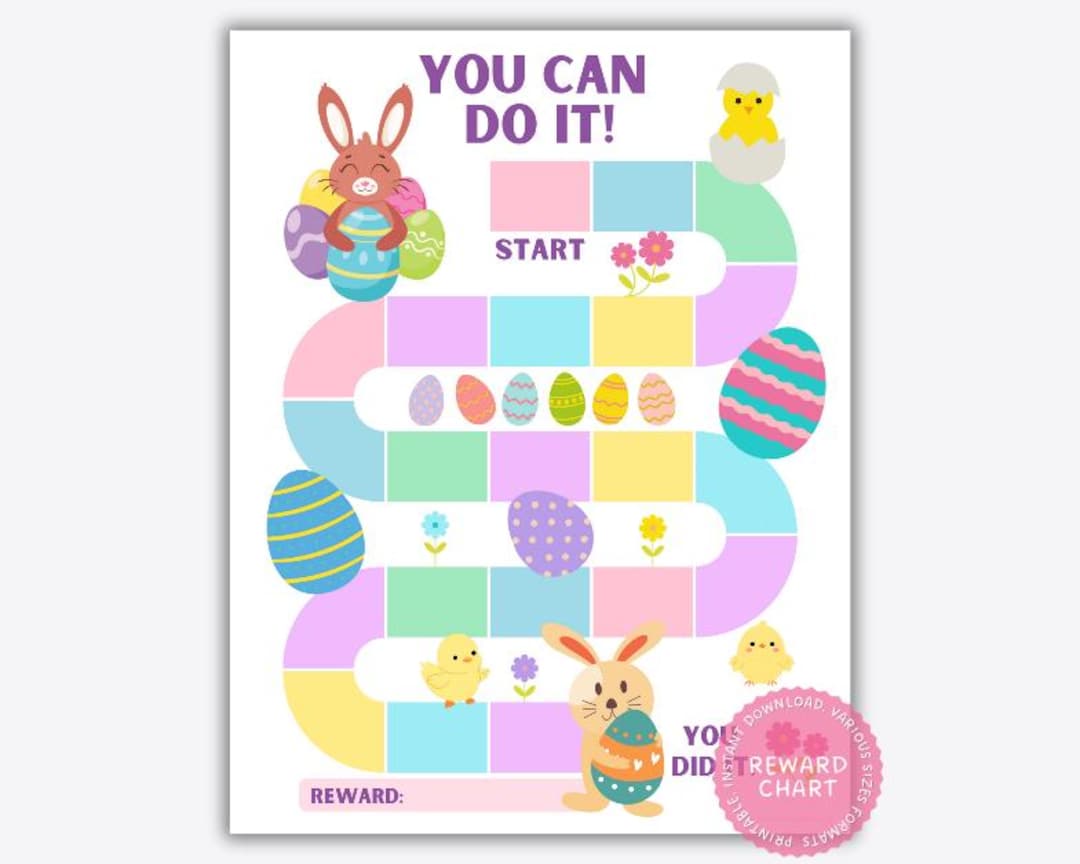Printable Easter Bunny Reward Chart, Bunny Behavior Chart for Girls ...
