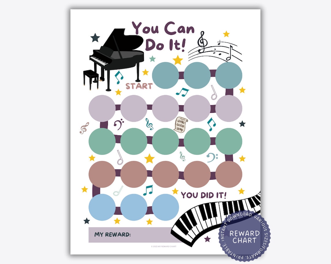 Printable Piano Reward Chart, Music Reward Chart, Piano Practice Chart ...