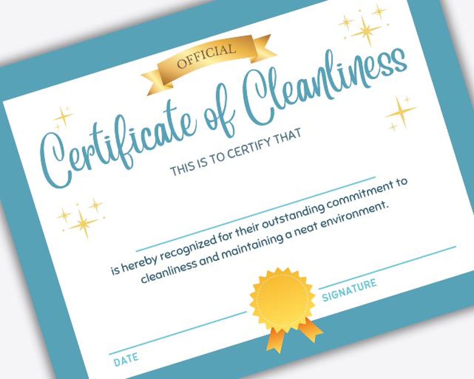 Clean Room Award, Cleanliness Certificate, Tidy Room Award, Kids ...
