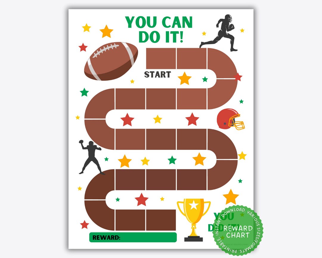 Football-themed Printable Reward Chart for Boys: Behavior, Potty ...