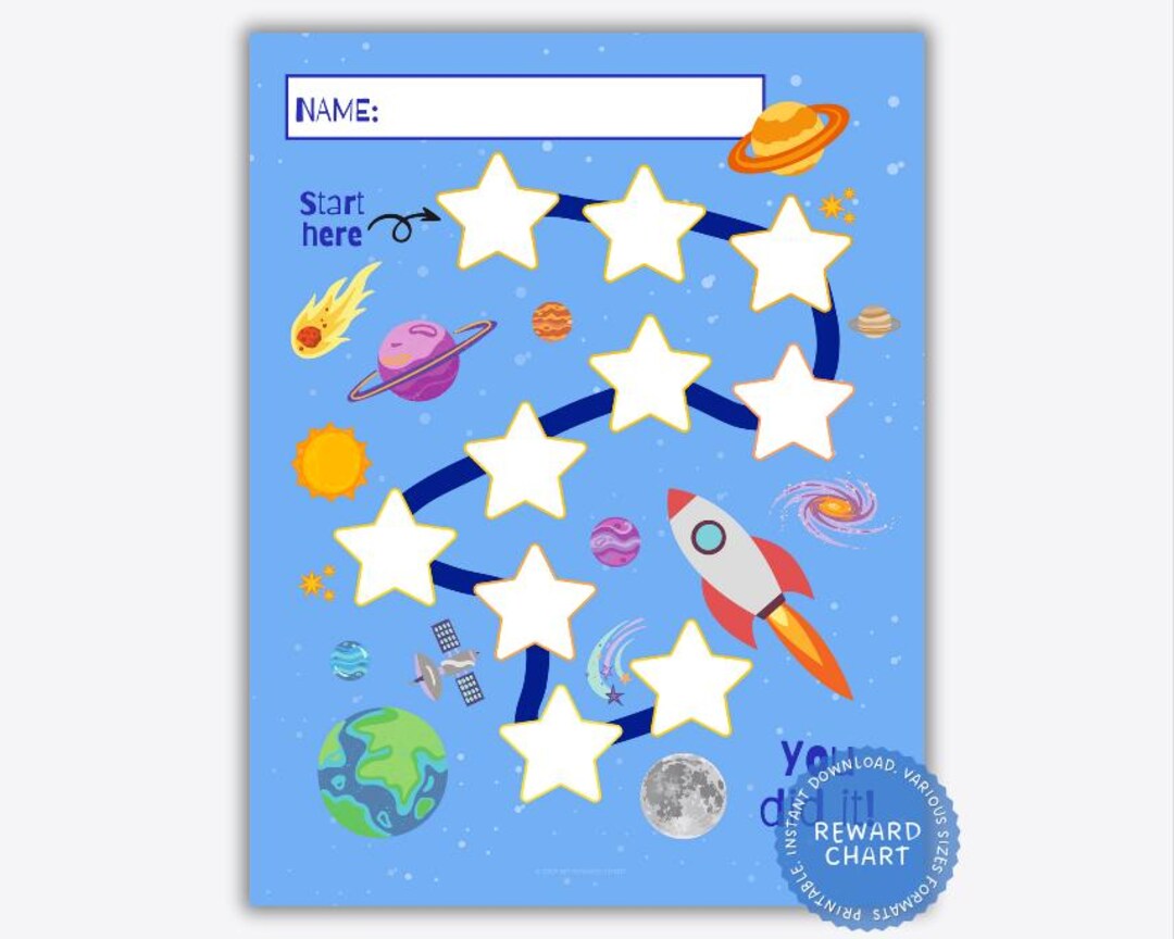 Outer Space Reward Chart, Sticker Chart, Potty Training Chart, Behavior ...