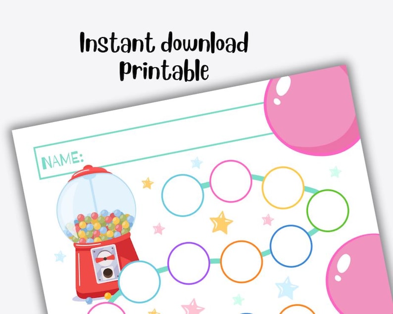 Bubble Gum Reward Chart: Fun Behavior Tracker (PDF) - Etsy